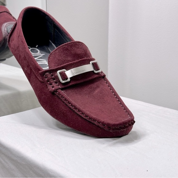 Calvin Klein | Shoes | Calvin Klein Kolton Mens Burgundy Suede Loafers ...